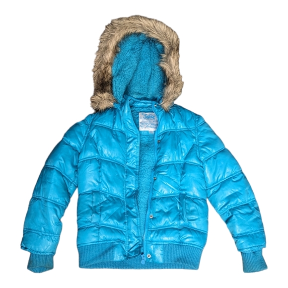 Justice | Jackets & Coats | Justice Blue Fur Lined Hood Puffer Jacket ...